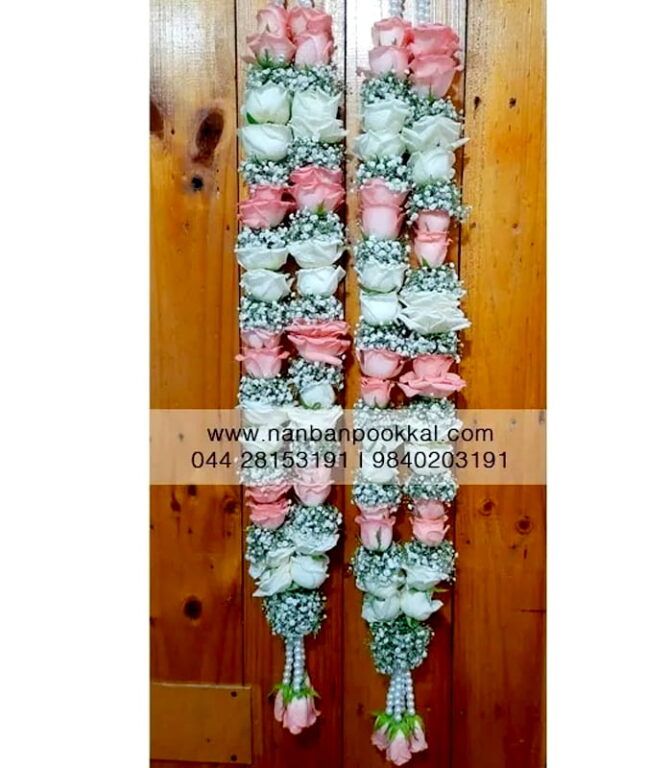 GG015 – Gypsophila with Baby Pink and White Roses Garland for ...
