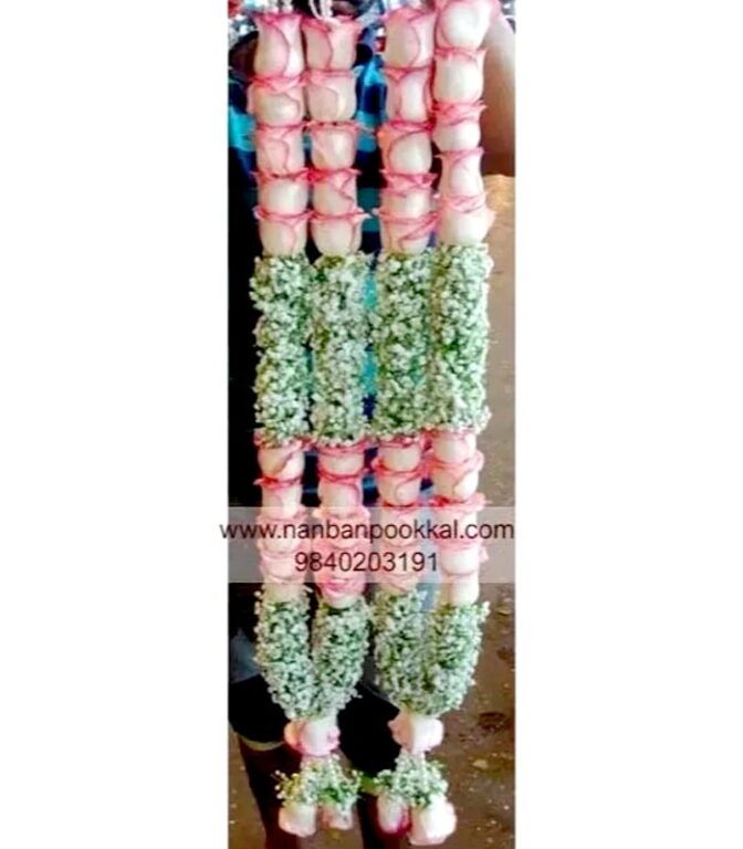 GG026 - Gypsophila with Pink Rose Latest Garland Designs for Wedding ...