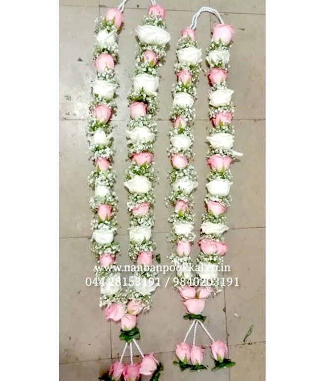 GG029 - Gypsy with White and Pink Rose Wedding Reception Garlands - 1 Pair