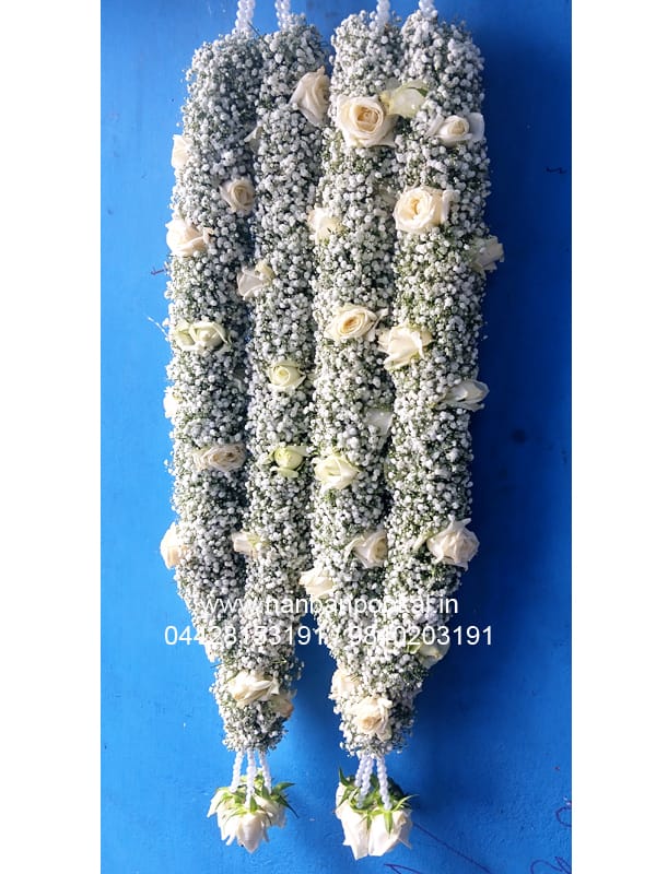 GG059 – Gypsophila with White Rose dots Garland – 1 Pair Nanban Pookkal ...