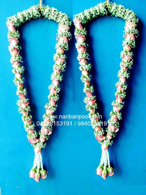 GG061 – Gypsophila with Pink Rose Flower Garland – 1 Pair Nanban ...